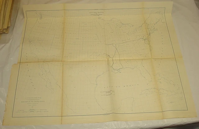 1893 SURVEY MAP of BASE MAP OF THE UNITED STATES/US Coast & Geodetic ...