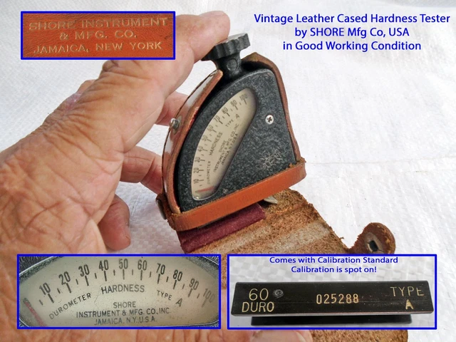 VINTAGE LEATHER CASED DUROMETER Type A Hardness Tester by SHORE Mfg Co ...