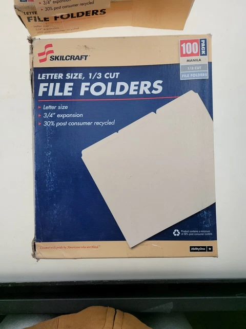 SKILCRAFT 1/3 CUT Letter Size Manila File Folders 3/4" Expansion 2507 ...
