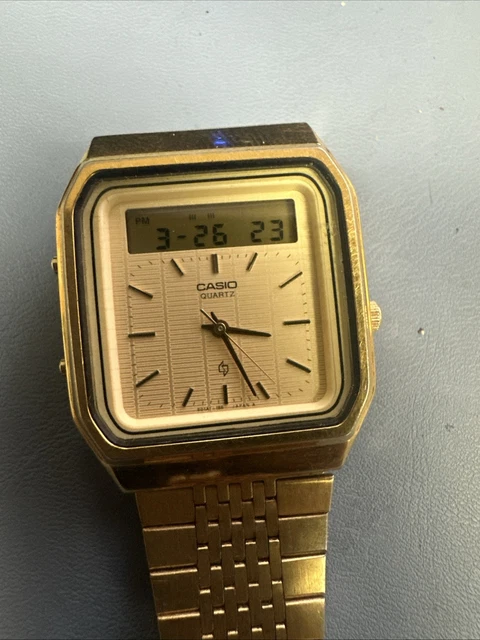 CASIO VINTAGE ANALOG Digital Watch Ultra Rare Touch Screen Calculator ...