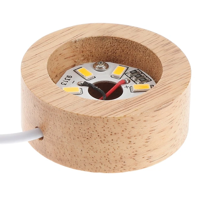 WOODEN LED DISPLAY Base for Crystal Ball Warm Light USB Charging 5V ...