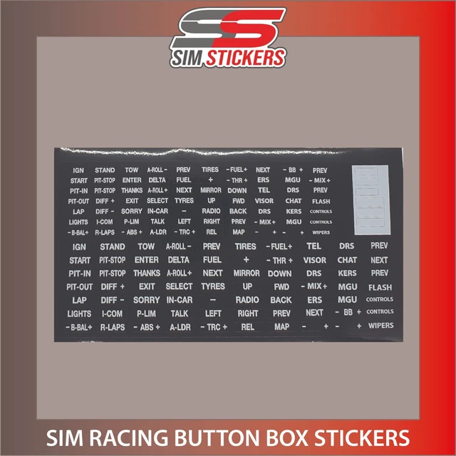 BLACK STANDARD STICKERS for Car Simulator Button Box/Wheel iRacing/AC ...