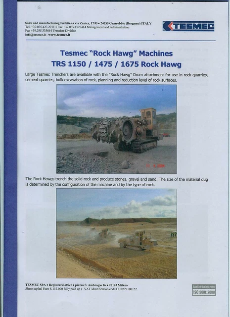 TESMEC TRS-1150 DEFENSE brochure catalogue engin génie militaire US ...