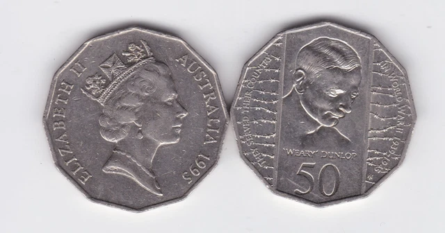 1995 50 CENT Coin Australia Ernest Edward "Weary Dunlop" barb wire EUR ...