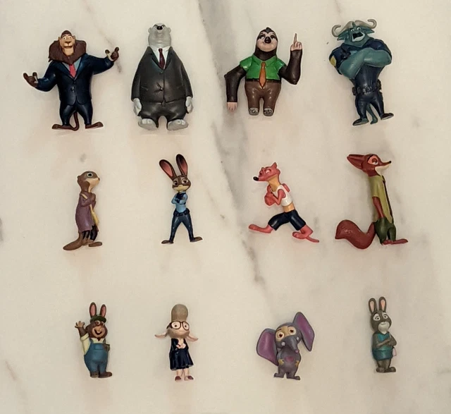WALT DISNEY ZOOTOPIA movie: 12 piece PVC figure set, ranges from 1" to ...