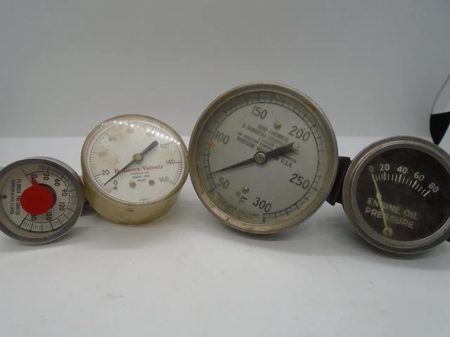 VINTAGE GAUGE COLLECTION 4 Total Oil Pressure, Temperture, Air ...