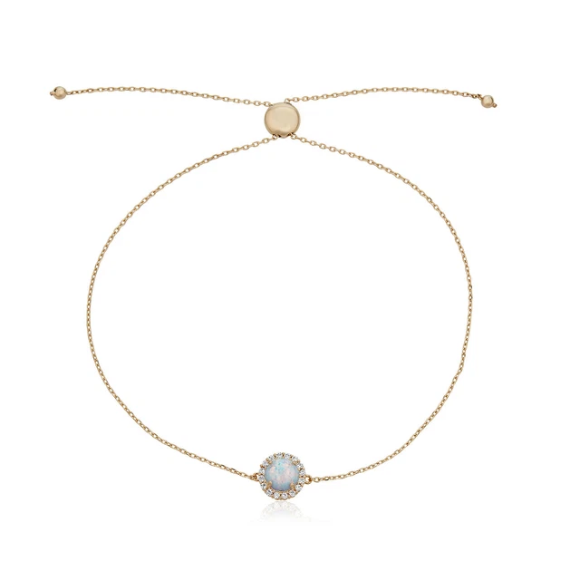 AVORA 10K YELLOW Gold Simulated Opal and Cubic Zirconia CZ Halo ... AVORA 10K YELLOW Gold Simulated Opal and Cubic Zirconia CZ Halo ...