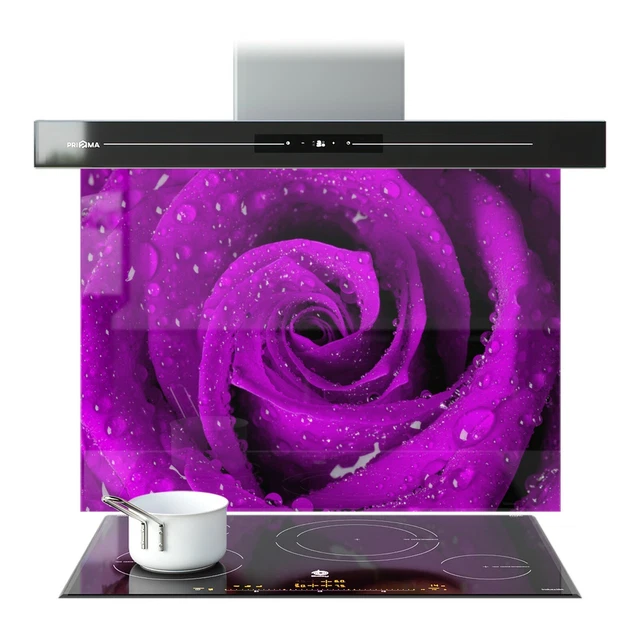 KITCHEN GLASS SPLASHBACK Toughened Tile Cooker ANY SIZE Macro Purple ...