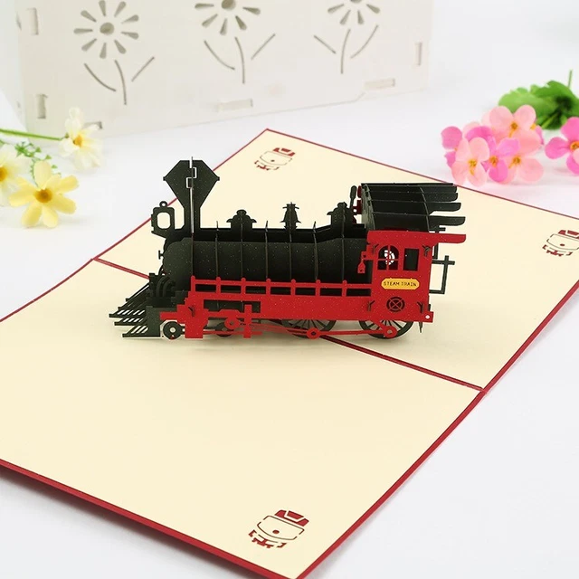 STEAM TRAIN POP Up Christmas Card 3D Birthday Greeting Card Assembled £ ...