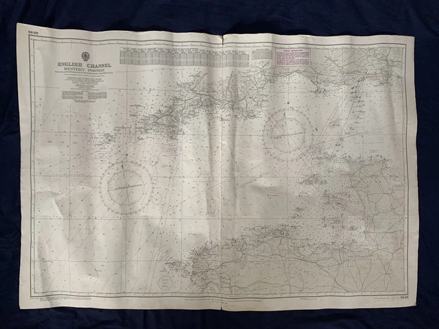 VINTAGE 1976 ADMIRALTY Nautical Chart English Channel Western Portion ...