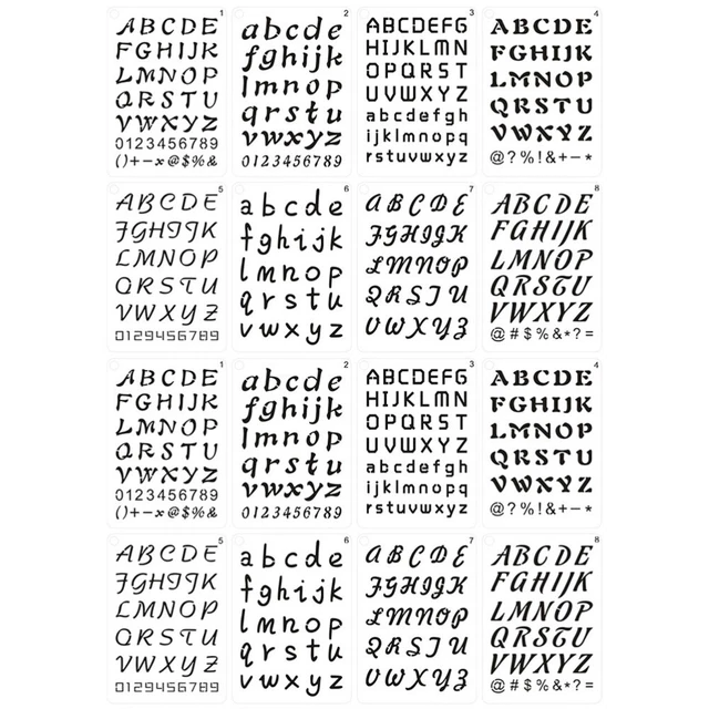 24 SHEETS ALPHANUMERIC Template Letters Stencils Symbol Numbers Craft £ ...