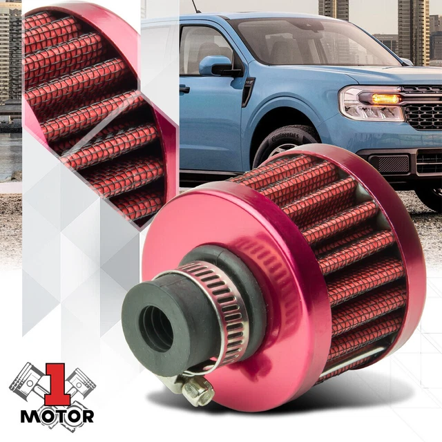 RED 9MM ENGINE/OIL Catch Tank Crankcase Vent Cone Air Intake Filter ...