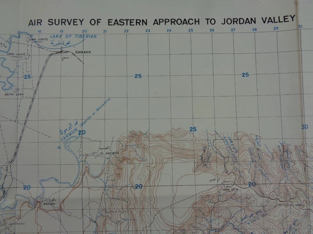 WW2 BRITISH MAP "AIR SURVEY of EASTERN APPROACH to JORDAN VALLEY ...
