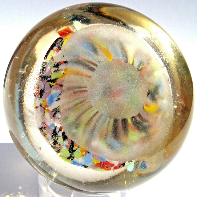 BRIEFBESCHWERER PAPERWEIGHT LAUSCHA ANTIK Großer Concentric Millefiori ...