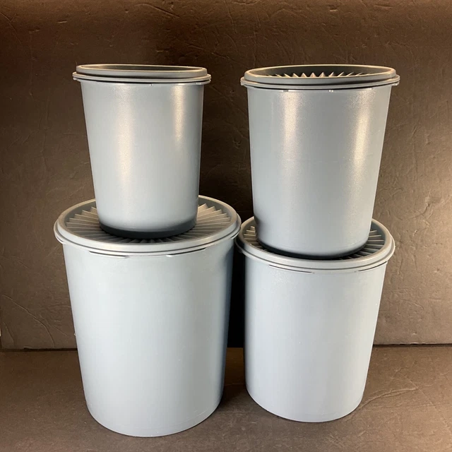 VINTAGE COUNTRY BLUE TUPPERWARE Nesting Servalier Canisters Set of 4 w ...