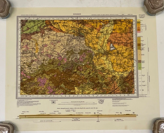 ORDNANCE SURVEY, ENGLAND, Geological, Drift, Sheet Map, of Windsor ...