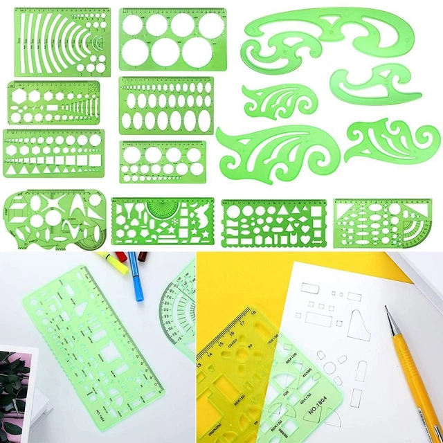 HOUSE PLAN DRAWING Stencil Set Plastic Drafting Measuring Tool Fabric ...