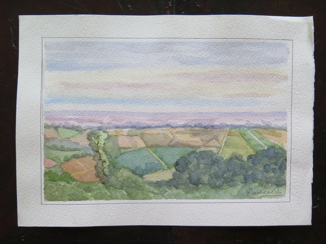 TABLEAU VINTAGE PEINTURE Aquarelle Paysage Campagne Signé 31x20 CM P14 EUR 52,34 - PicClick FR