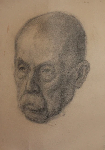 ANTIQUE PENCIL DRAWING old man face portrait signed £85.14 - PicClick UK