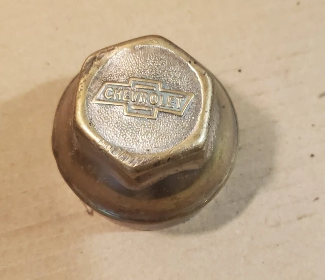 ANTIQUE CHEVROLET HUB Nut Grease Cap Center Cover Brass Threaded Chevy ...