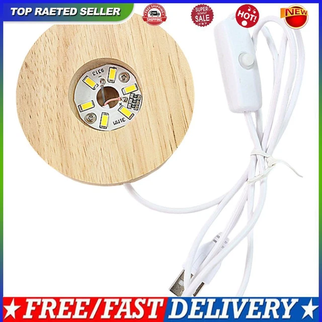 4 INCH LIGHT Up Base Wooden Light Stand Base Round Art Table ...