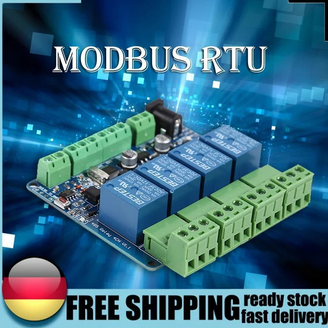 MODBUS RTU 4 Way Relay Module TTL/RS485 Interface Communication with Indicators EUR 9,91 ...