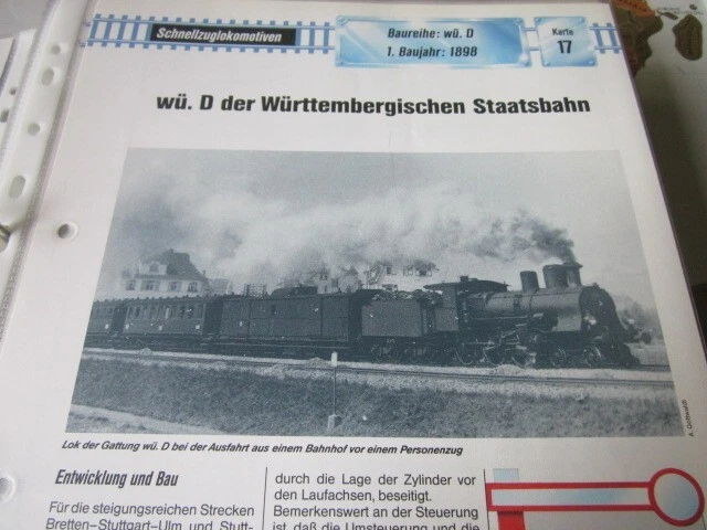 DEUTSCHE DAMPFLOKS MIT Risszeichnung S17 Wü D Württembergische Staatsbahn 1898 EUR 4,86 ...