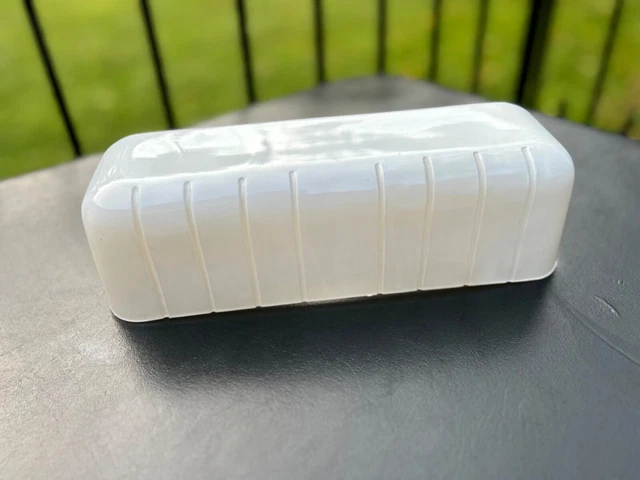 VINTAGE WHITE GLASS Slip Shade Ribbed Art Deco Rectangular Scone Light ...