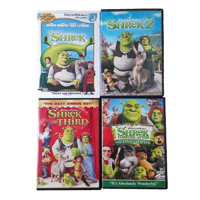 (4) DREAMWORKS SHREK DVD Lot: Shrek 1, 2, 3 & 4 Cameron Diaz Eddie ...