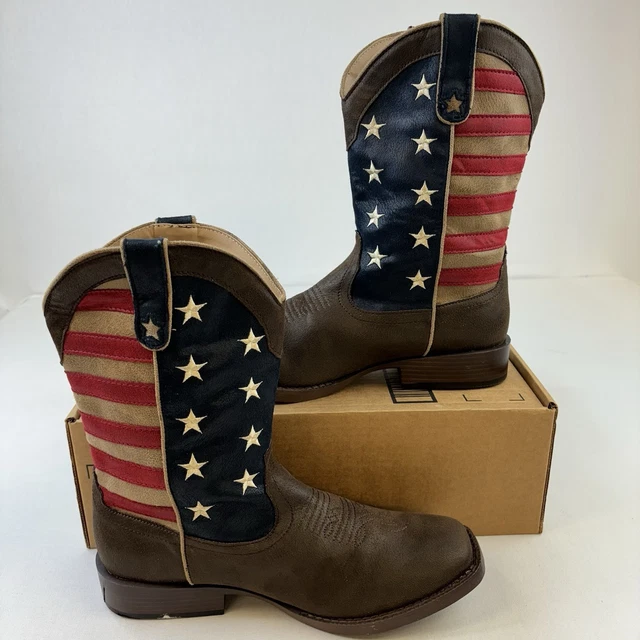 ROPER WESTERN BOOTS Mens American Patriot Brown Size 10 09-020-1902 ...