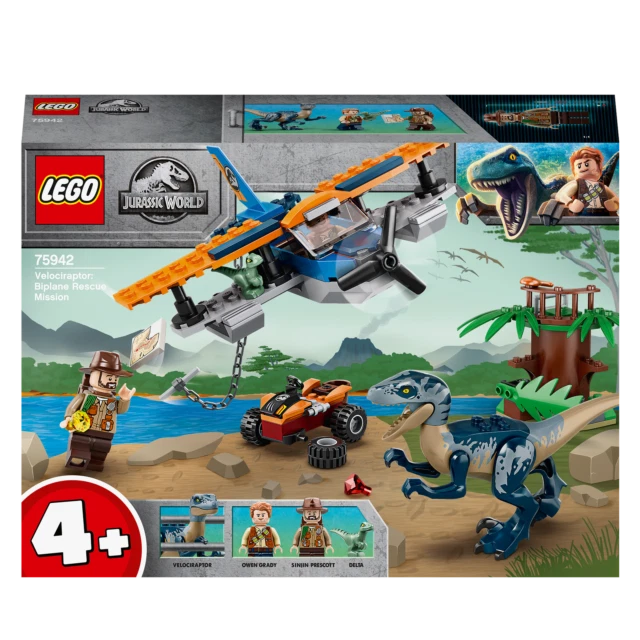 LEGO 75942 JURASSIC World Velociraptor (Blue) Biplane Rescue Mission ...