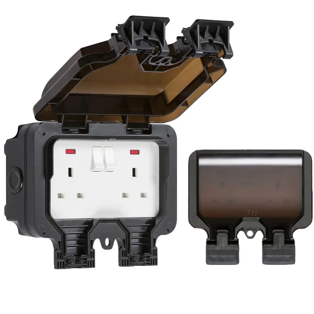 IP66 WEATHERPROOF OUTDOOR Electrical Double Switched Socket Junction ...