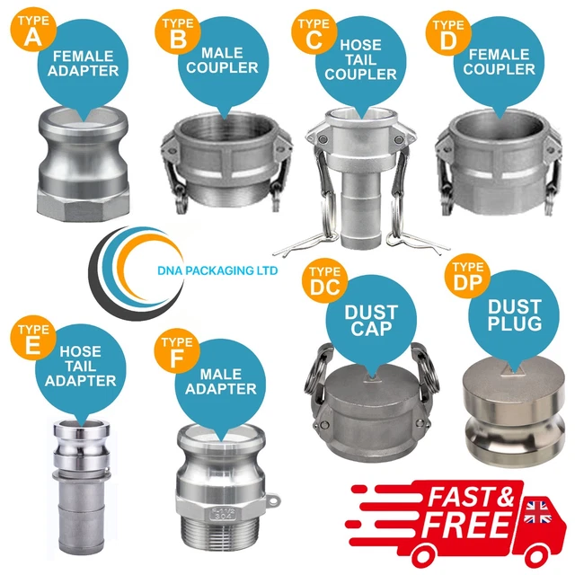 CAMLOCK HOSE FITTINGS Stainless Steel adaptor coupler hose tail dust ...