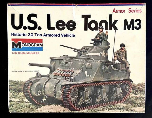 1973 MONOGRAM 1/32 Scale U.S. LEE TANK M3 Model Kit, #7536, Complete in ...