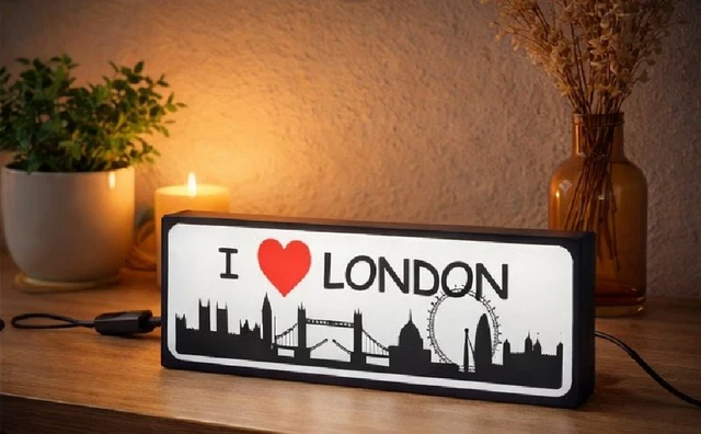 I LOVE LONDON LED Light Box Lamp 23x8cm – Decorative Table Night Light ...