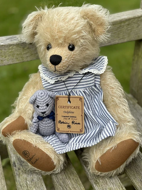 ROBIN RIVE DELPHINE Dressed Jointed Mohair Teddy Bear Limited Edition £ ...