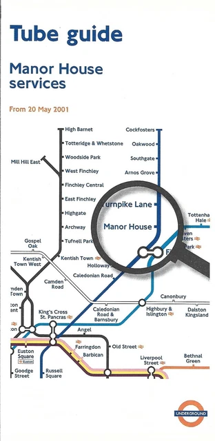 LONDON UNDERGROUND TUBE Guide Manor House Services - May 2001 £1.00 ...