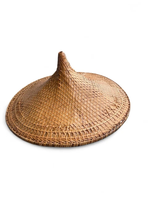 ASIAN WICKER CONICAL Hat Bamboo £16.13 - PicClick UK