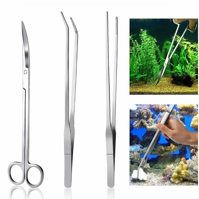 AQUARIUM STAINLESS SCISSOR Tool Aquatic Plant Tweezers Aquascaping Fish ...