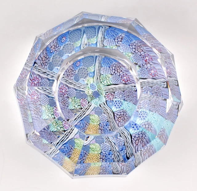WHITEFRIARS GLASS 1974 Millefiori Lace Twist & Florets Brick Cut ...