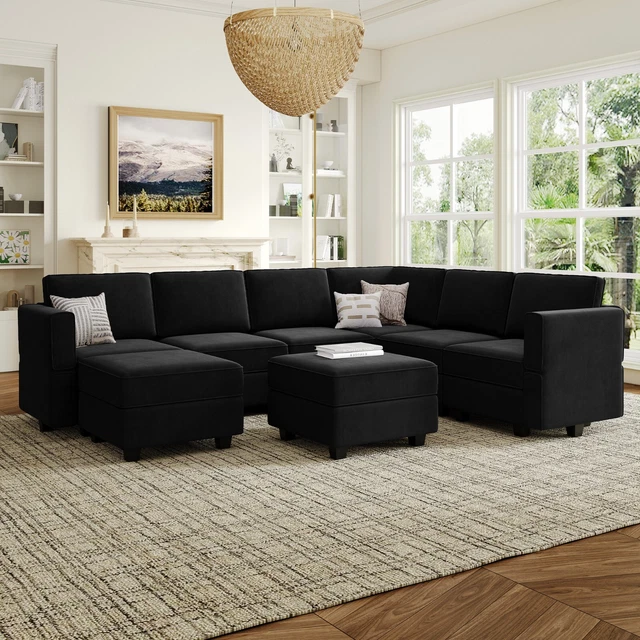 BELFFIN MODULAR SECTIONAL Sofa with Storage Oversized U Shaped Couch ...
