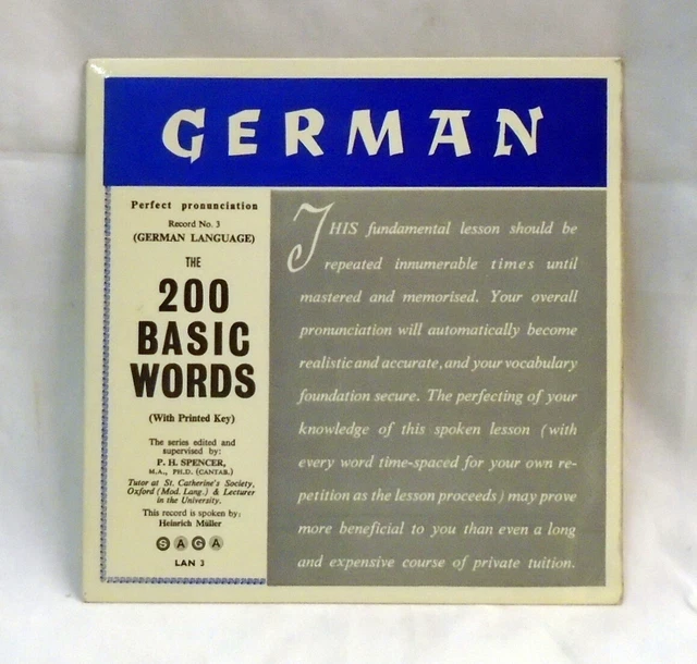 GERMAN LANGUAGE NO 3 - 200 Basic Words 45 RPM 7" vinyl record SAGA LAN ...