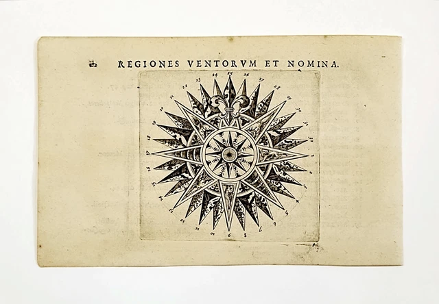 COMPASS ROSE WIND CHART Regiones Ventorum etNomina original antique Bertius 1618 £70.00 ...