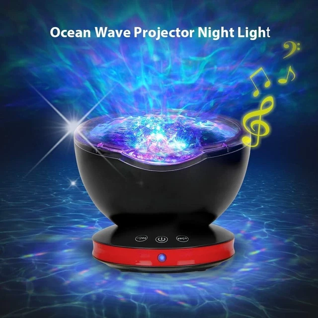 OCEAN WAVE PROJECTOR Night Light Lamp 12 LEDs Remote Control Timer 8 ...