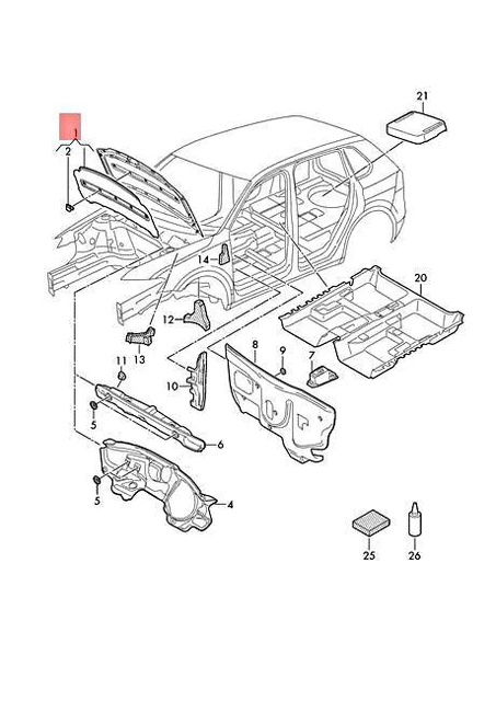 GENUINE VW TIGUAN AD1 BT1 ngine bonnet sound absorber 5NA863831 EUR 139 ...