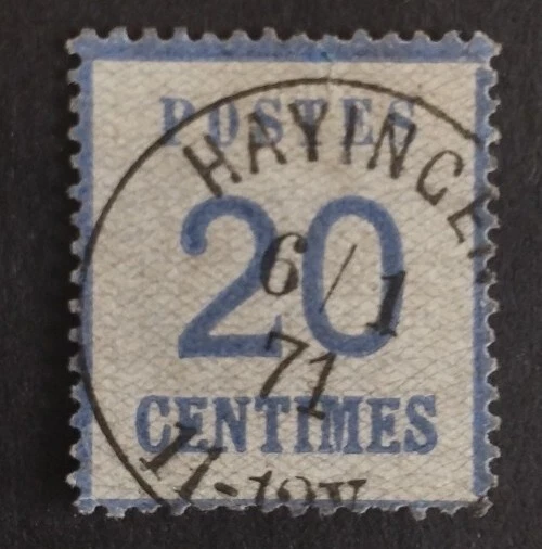 FRANCE 1870 TIMBRE ALSACE LORRAINE N 6 BURELAGE RENVERSE 6b COTE +125 ...