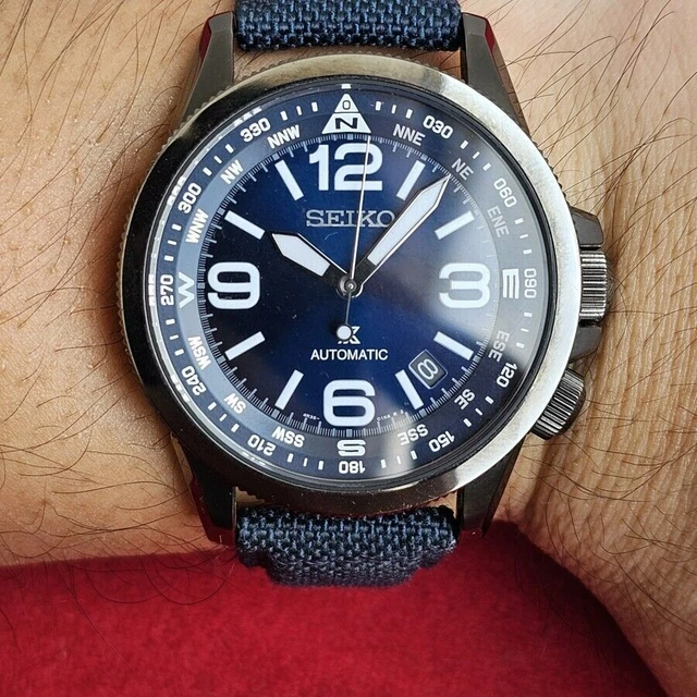 RARE MONTRE HOMME Seiko Land Blue SRPC31K1 Automatic Blue Dial Compass ...