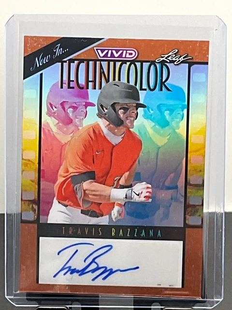 TRAVIS BAZZANA TECHNICOLOR 2/3 Auto - 2023 Leaf Vivid Baseball #T-TB1 ...