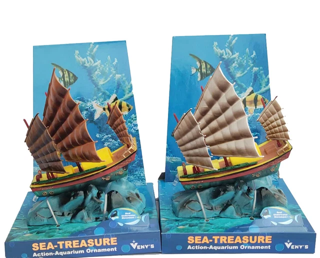 AIR DRIVEN SAILBOAT Aquarium Ornament Aquatic Sailing Boat Fish Tank ...