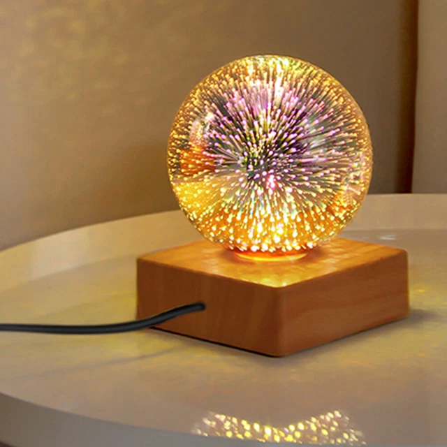 LED FIREWORKS NIGHT Lamp Gifts 3D Crystal Ball Bedside Lamp for Wedding ...
